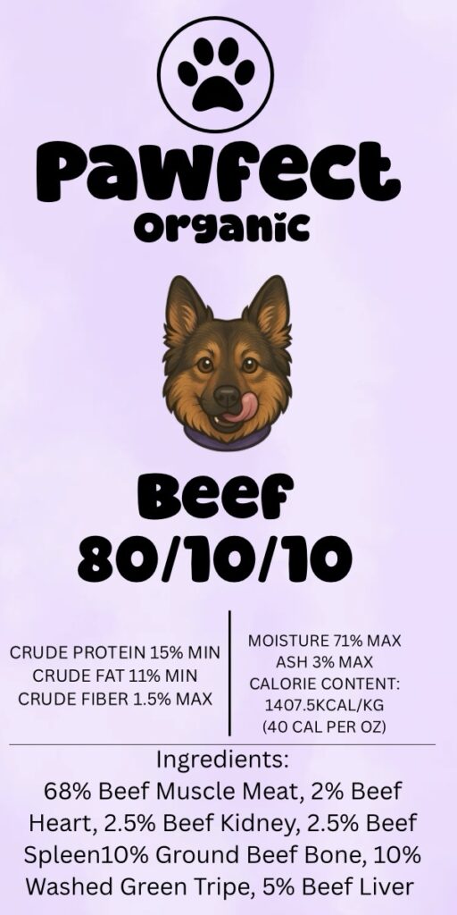 Pawfect Beef 80/10/10 - Pawfect Organic